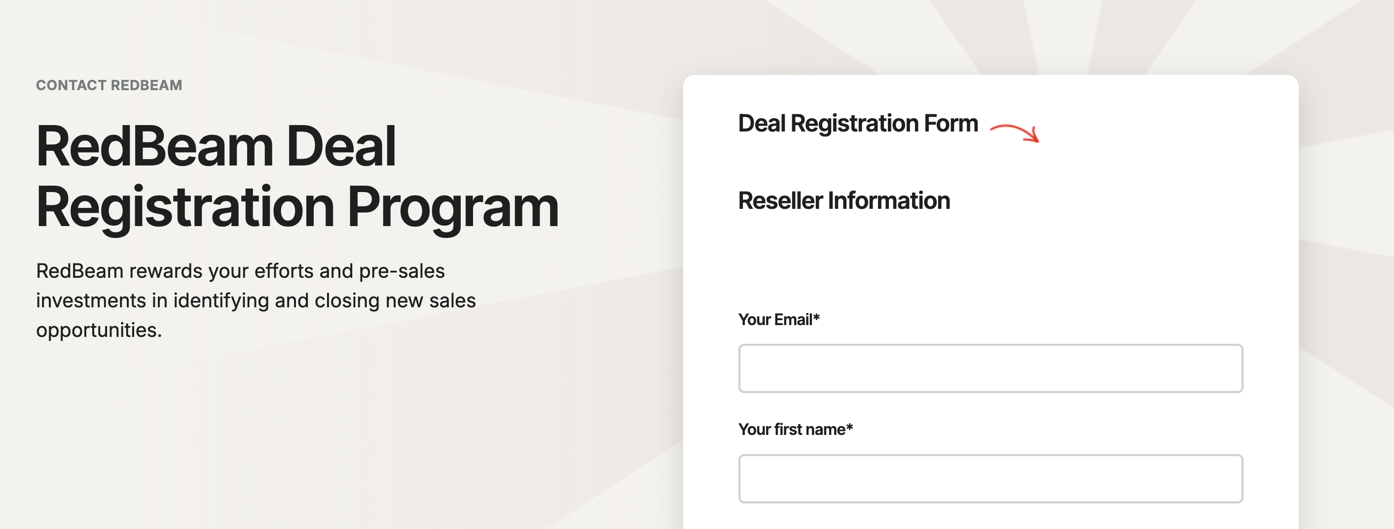 Register a Deal | Partner with RedBeam